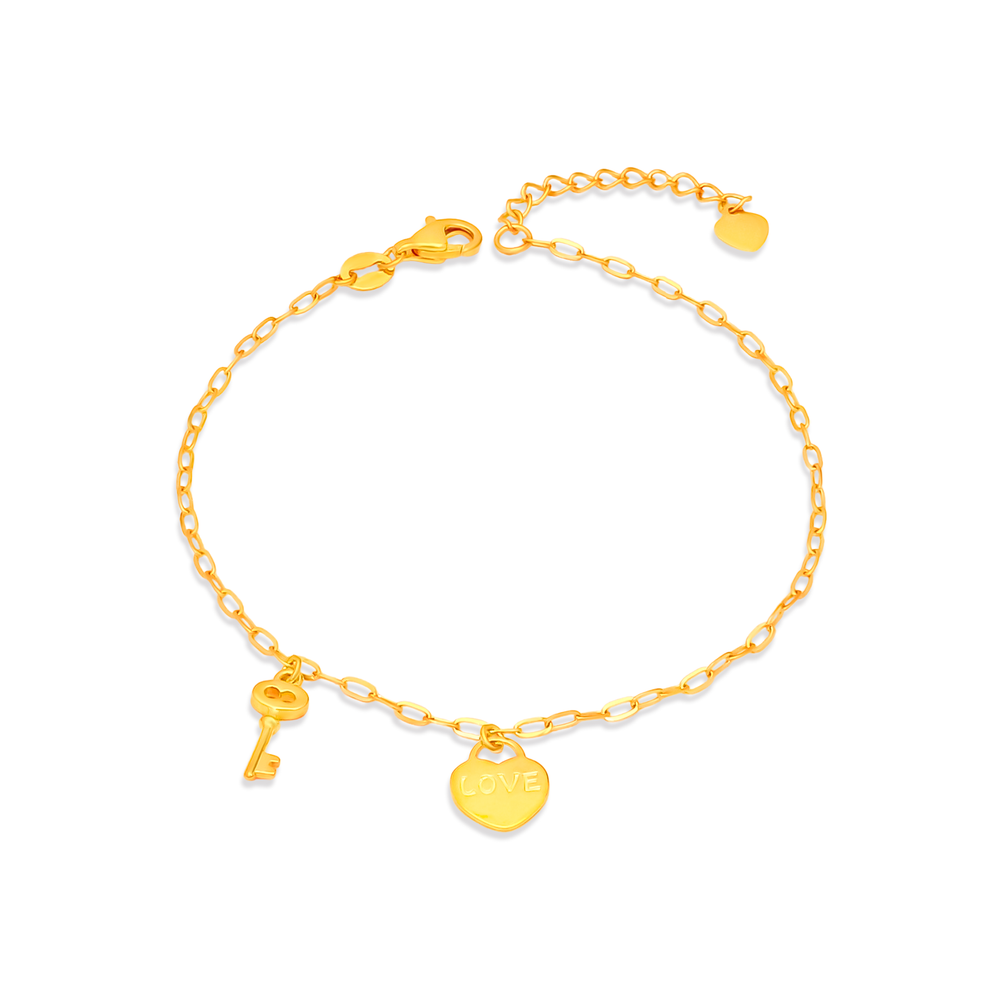 TAKA Jewellery 916 Gold Bracelet Heart & Key - 18cm l 2.95gm +- - TAKA ...