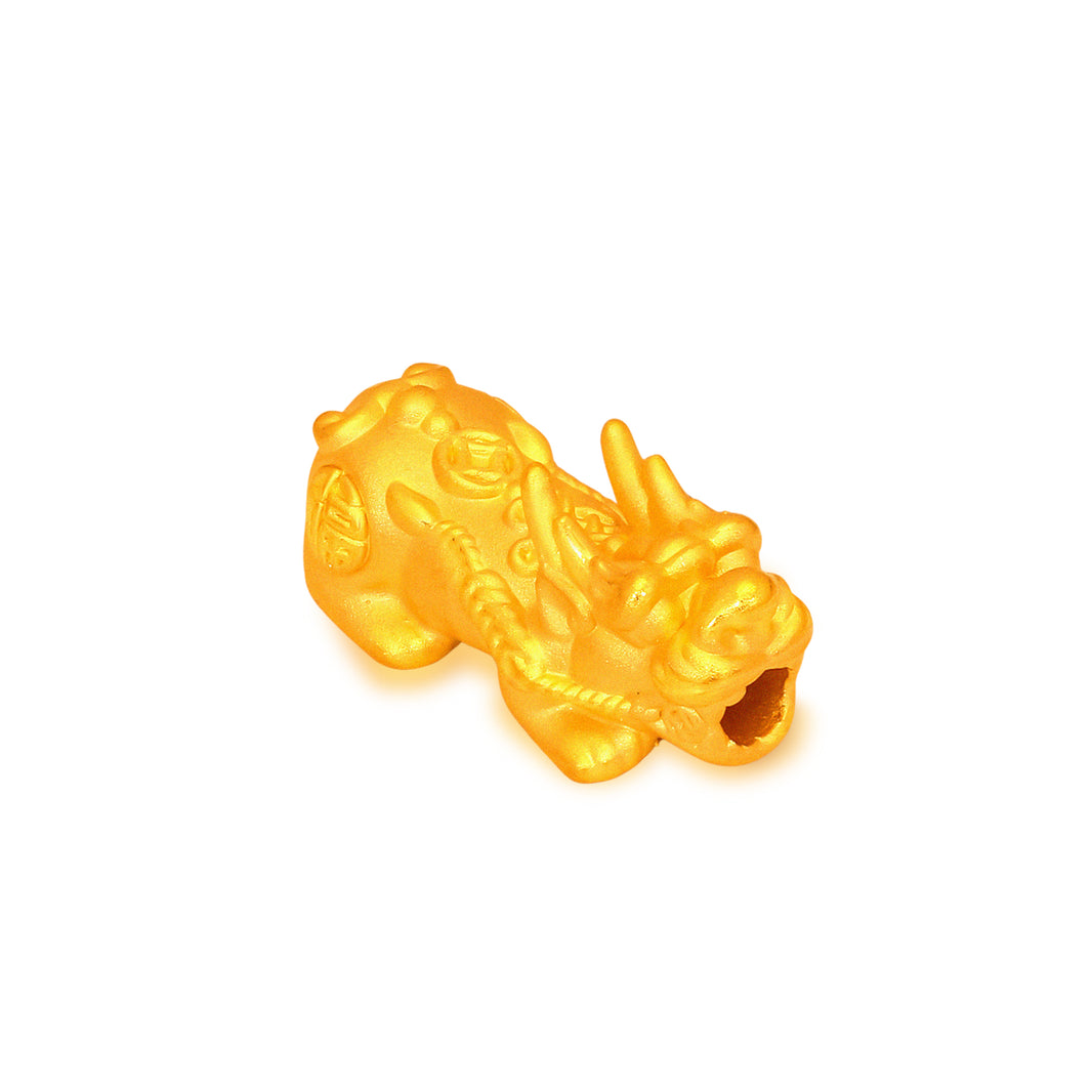 TAKA Jewellery 999 Pure Gold Double Pixiu with 10mm Beads Bracelet