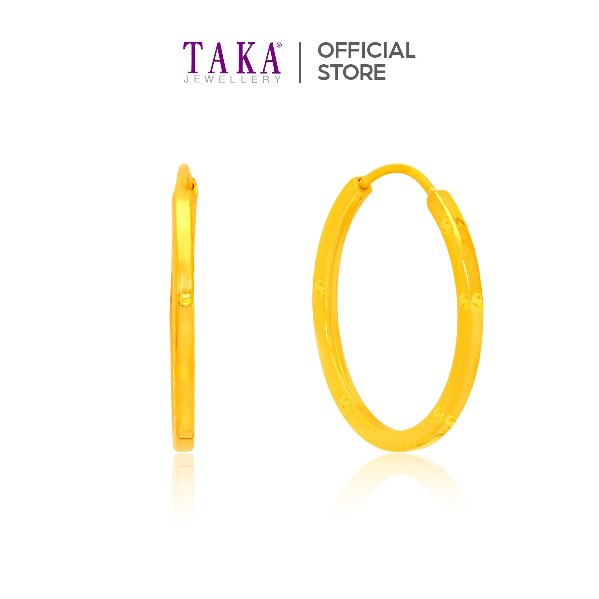 TAKA Jewellery 916 Gold Hoop Earrings - 1.65gm+- - TAKA Jewellery