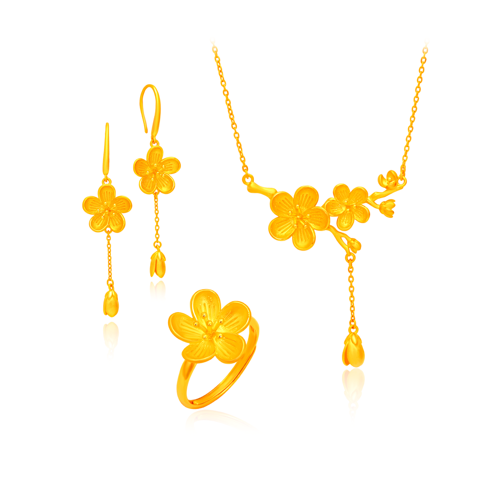 TAKA Jewellery 999 Pure Gold Spring Bloom – Choose Necklace, Earrings ...