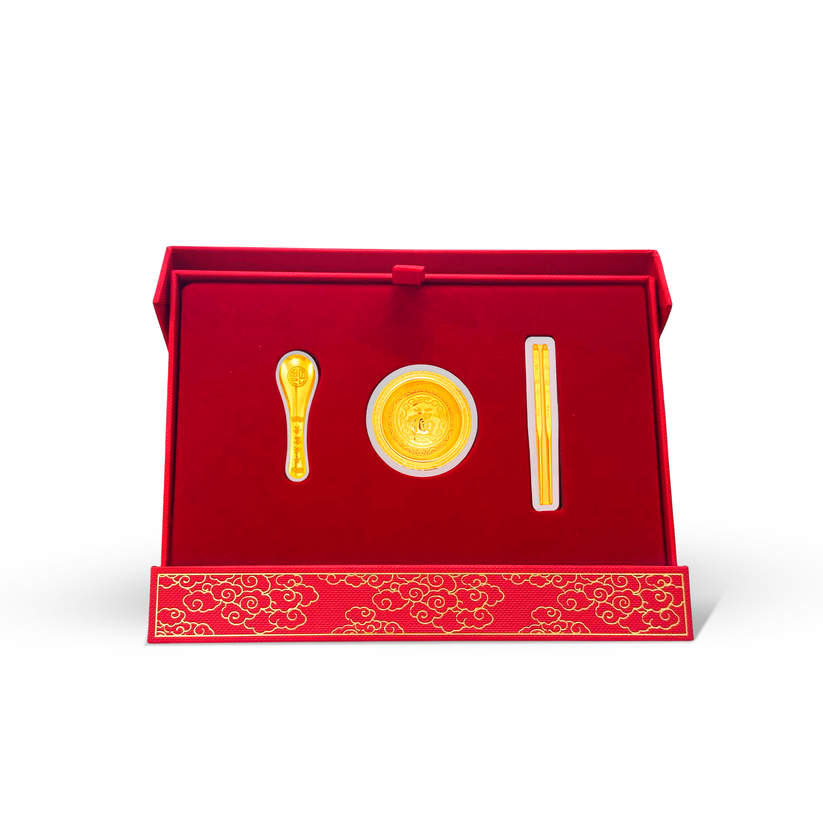 TAKA Jewellery 999 Pure Gold Wealth Bowl Set Display Piece - TAKA Jewellery