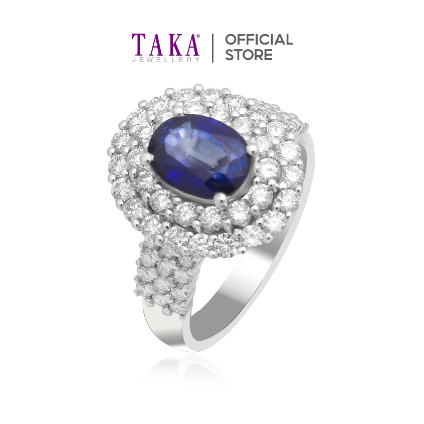 TAKA Jewellery Lab Grown Blue Sapphire and Diamond Ring 10K - TAKA ...
