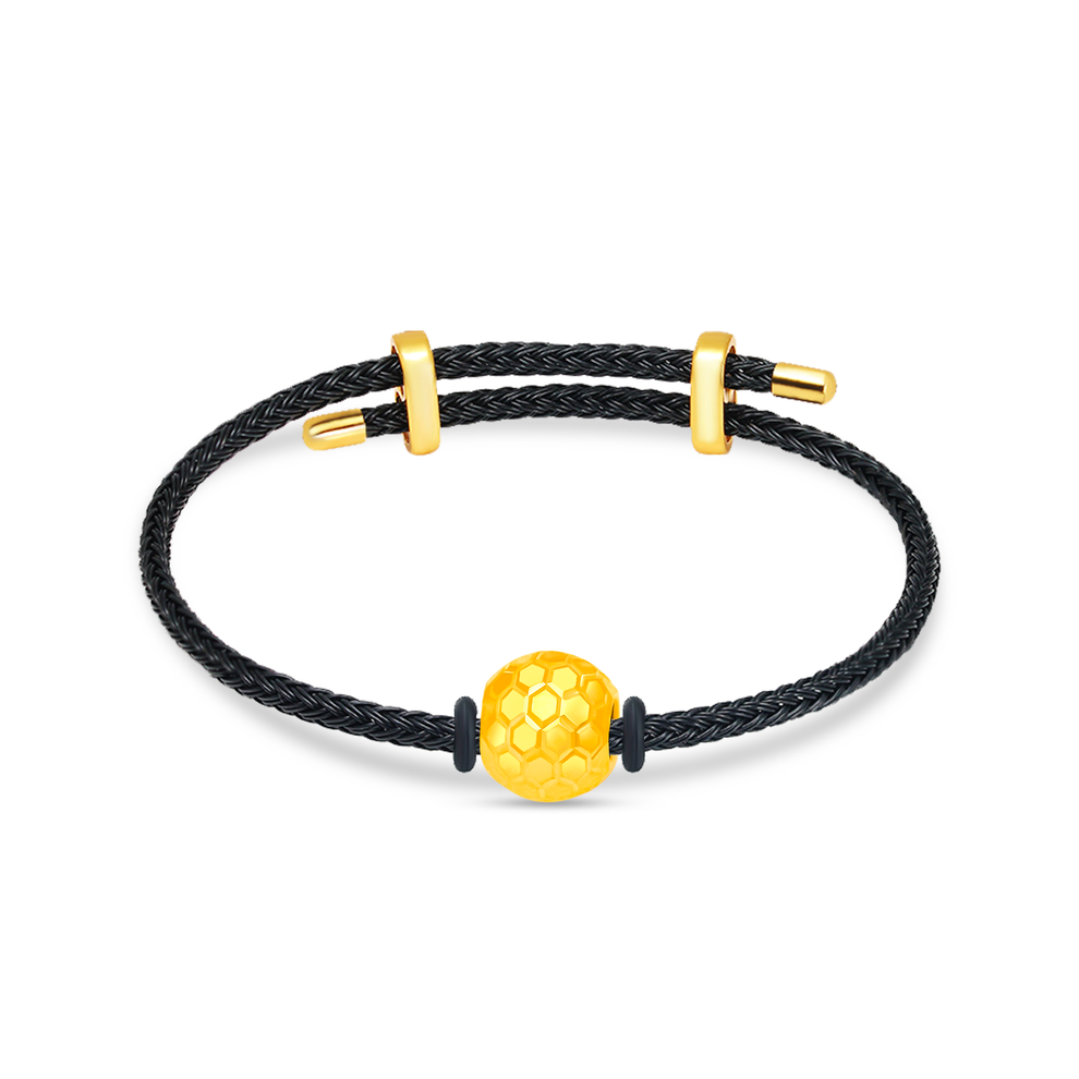 TAKA Jewellery 999 Pure Gold Ball Honeycomb with Cord Bracelet - TAKA ...